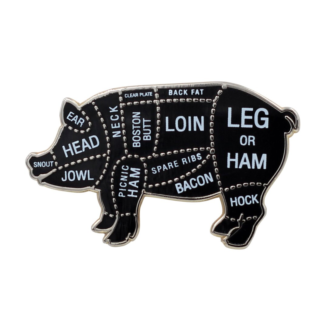 Pig Butcher Cuts Enamel Pin Pork Diagram Lapel Pin for Hats, Jackets ...