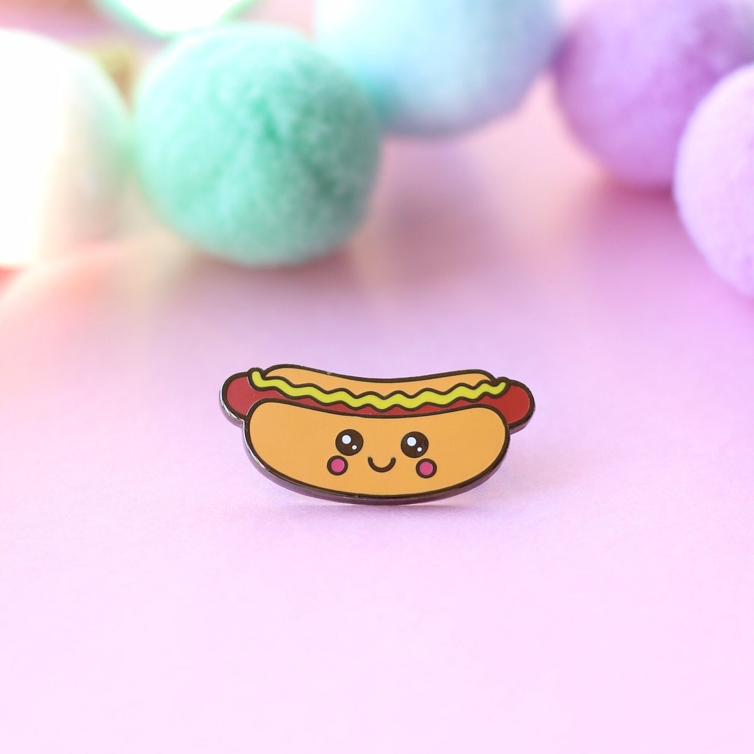 Hot Dog Pin Super Kawaii Food Enamel Pin - Etsy