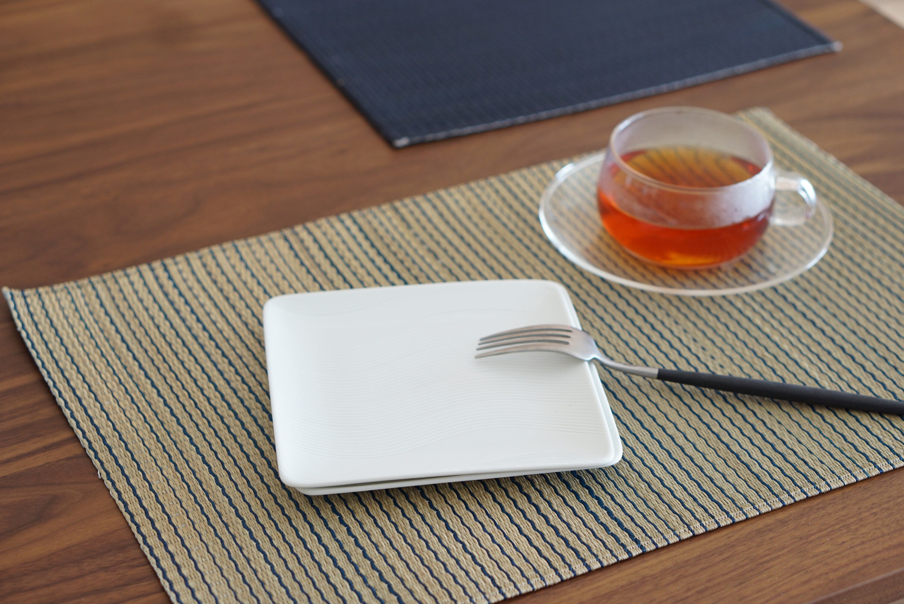 8 Set of Japanese Placemats, Igusa, Rush Grass, Vintage Border Blue ...