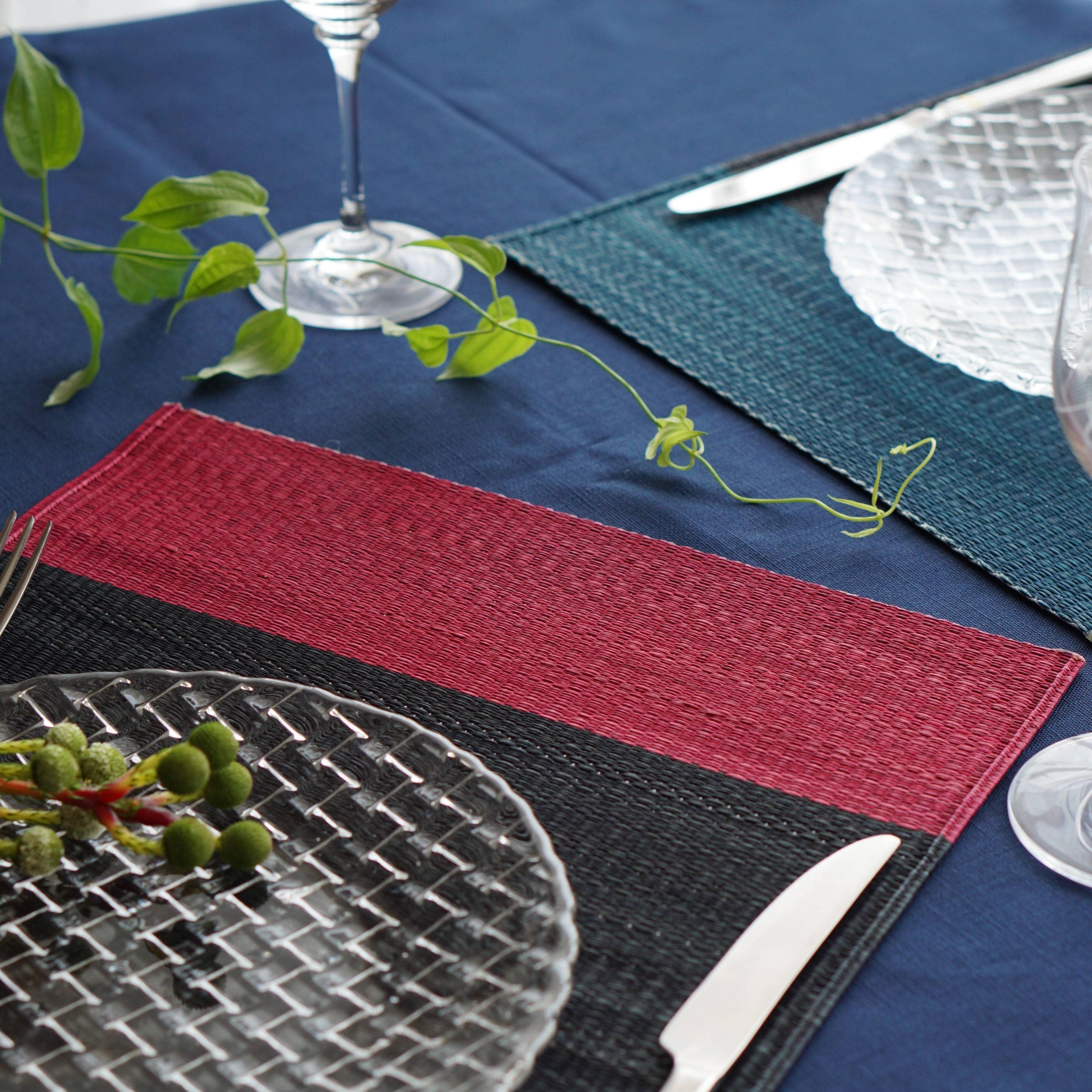 4 Set of Japanese Placemat, Igusa, Rush Grass, Two Tone, Fuchia ...