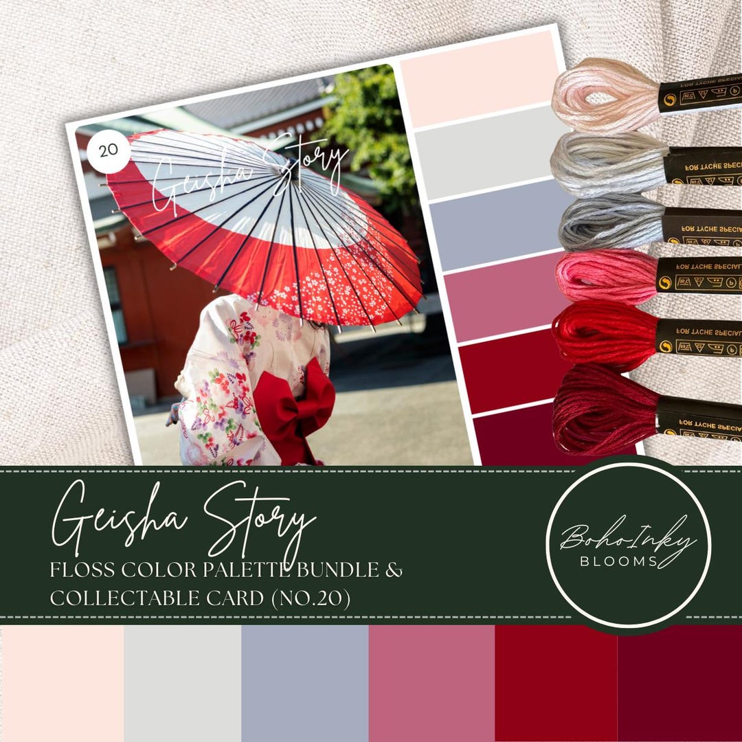 Embroidery Threads Color Palette Pack Geisha Story (20) 6 Skeins ...