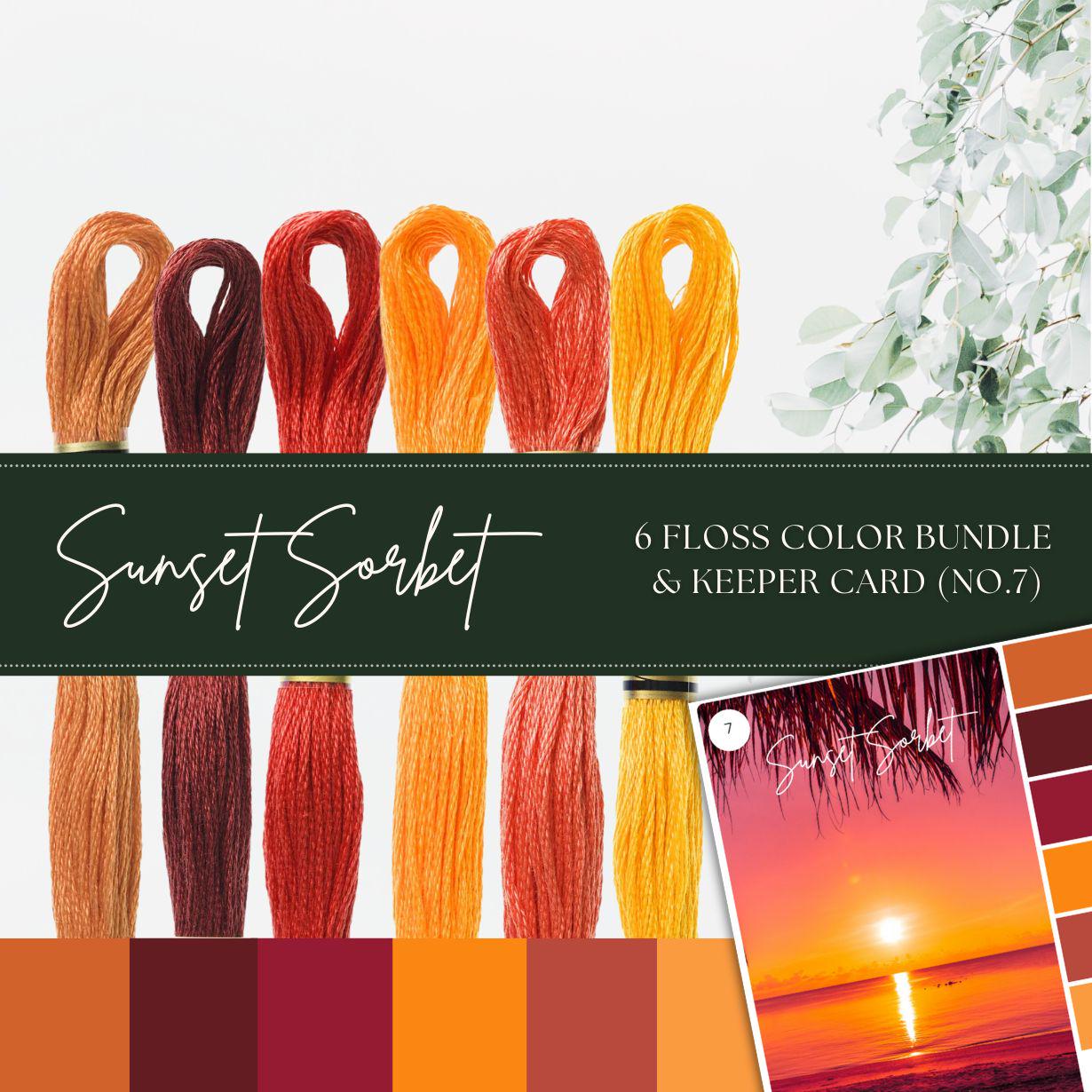 Embroidery Threads Color Palette Pack Sunset Sorbet (7) 6 Skeins ...