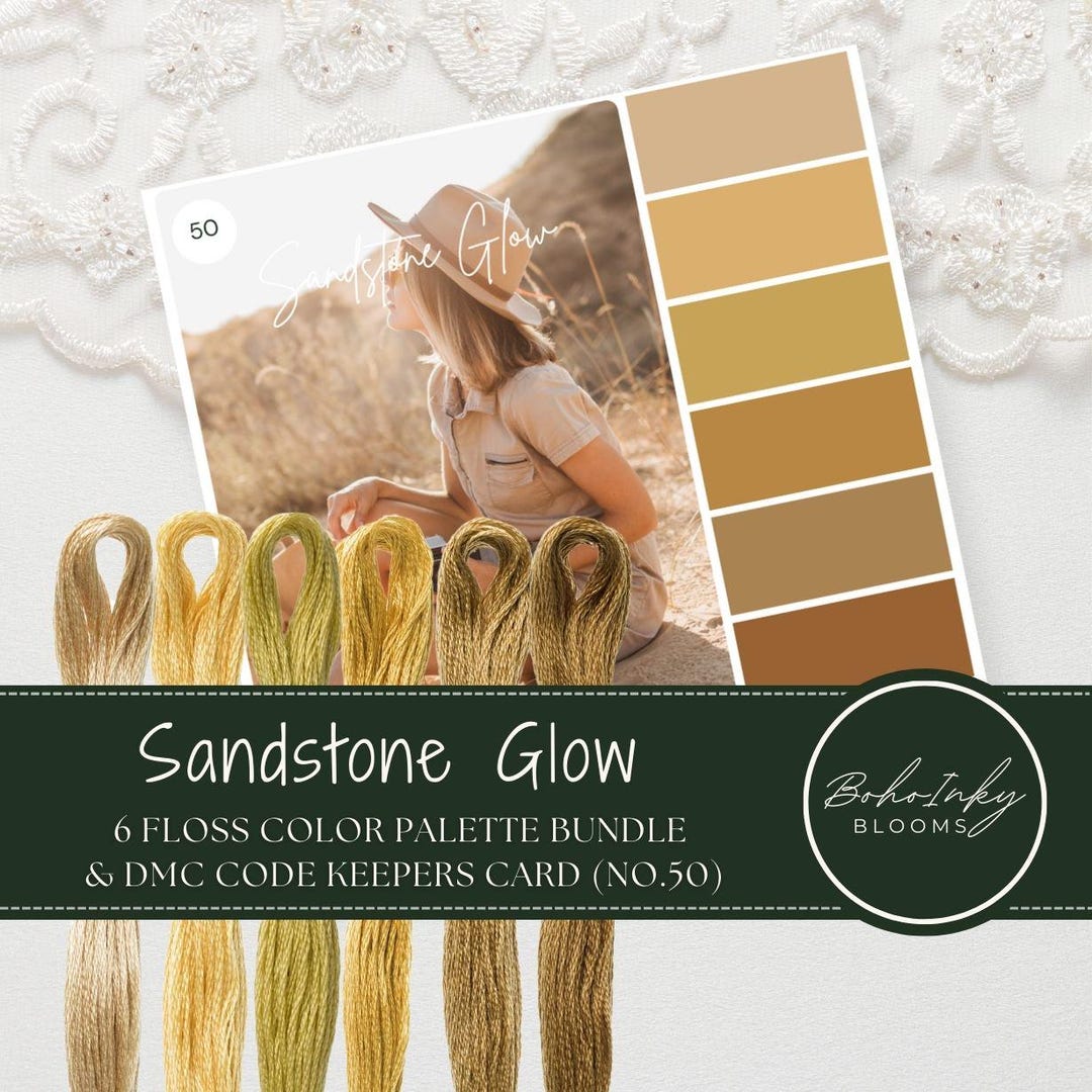 Embroidery Threads Color Palette Pack Sandstone Glow (50) 6 Skeins ...