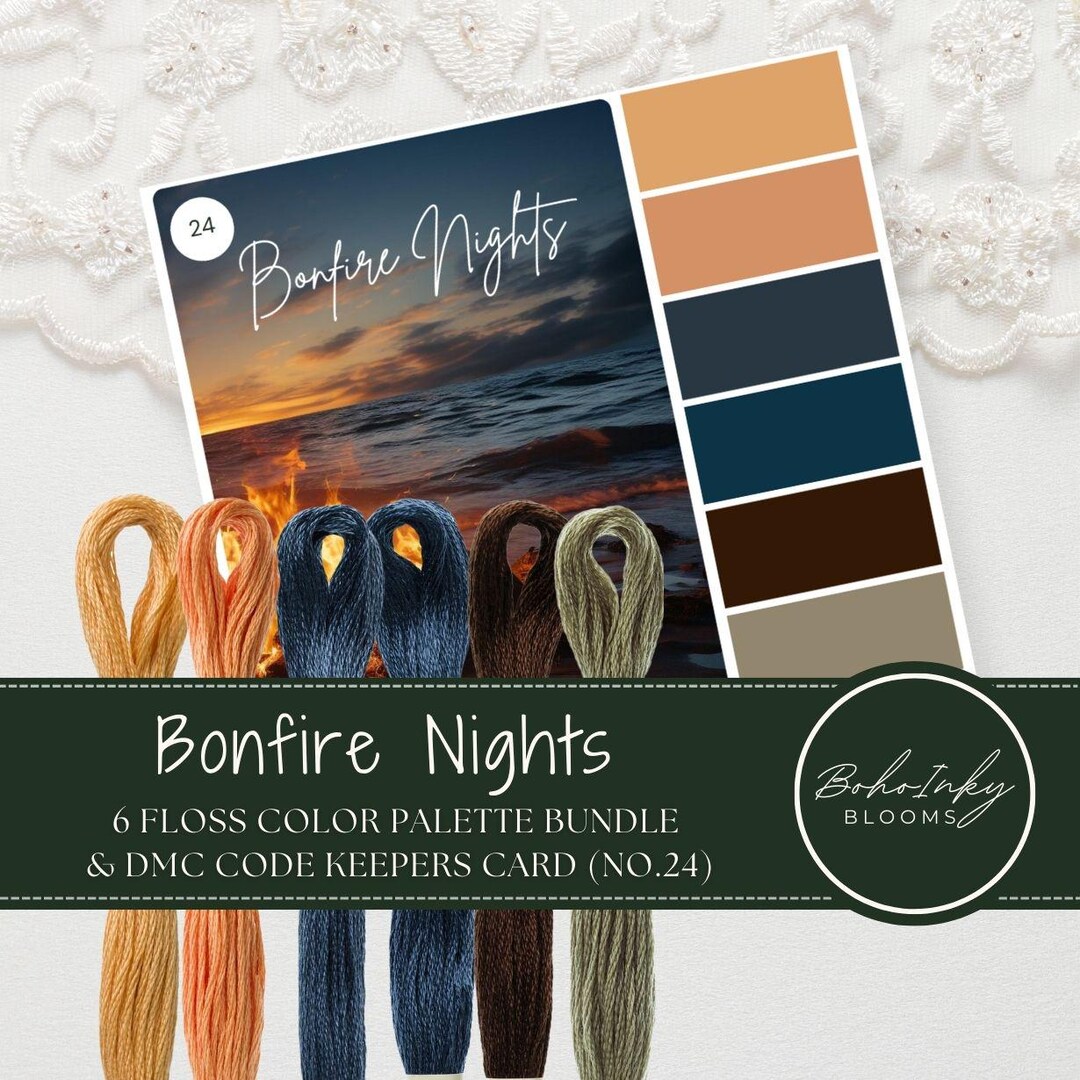 Embroidery Threads Color Palette Pack Bonfire Nights (24) 6 Skeins ...