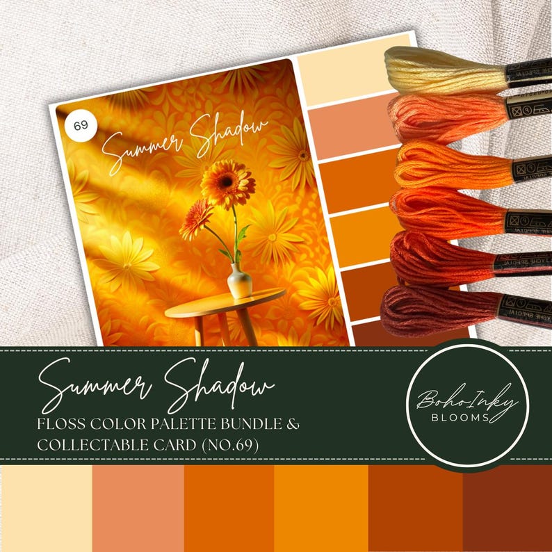 Embroidery Threads Color Palette Pack Summer Shadow (69) 6 Skeins ...