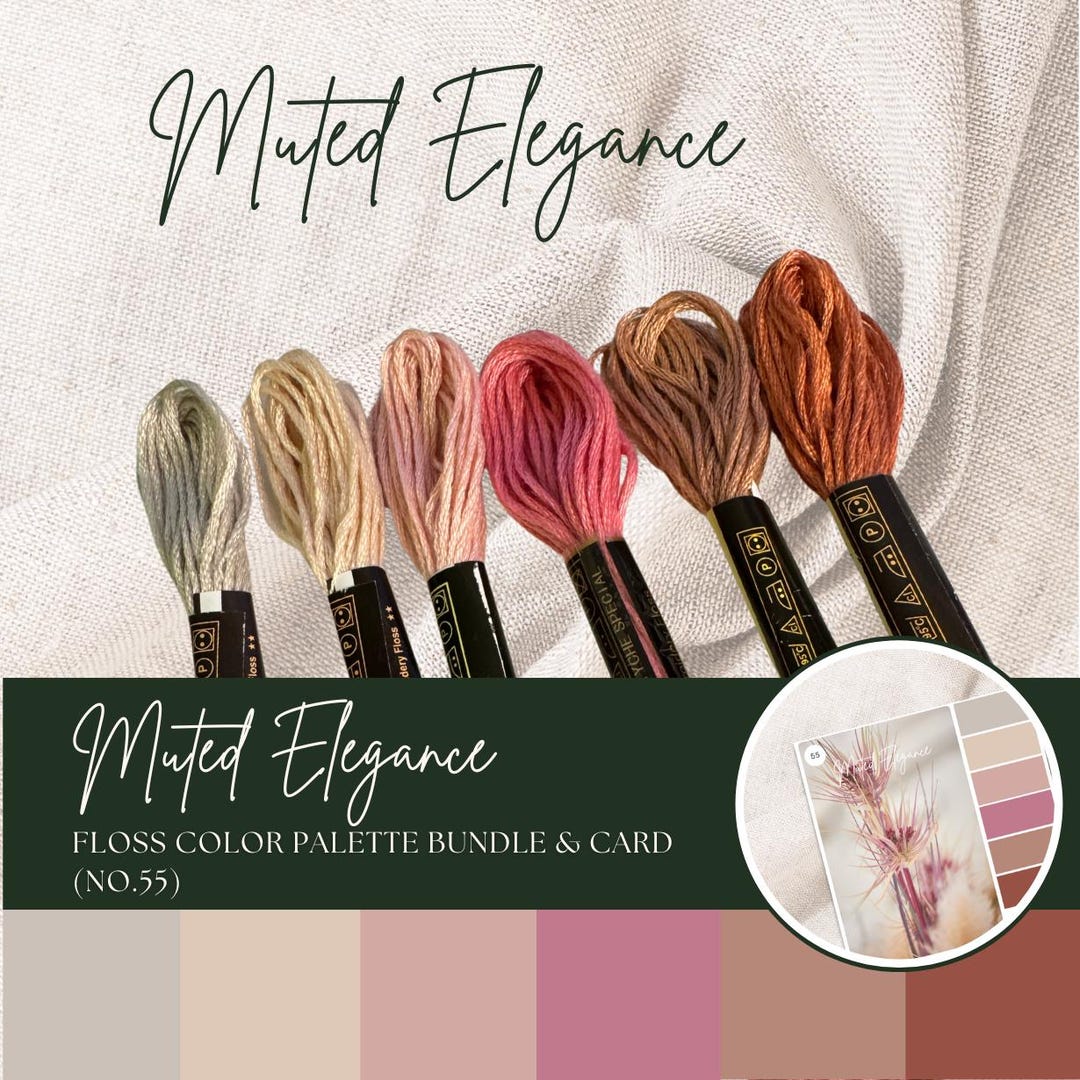 Embroidery Threads Color Palette Pack Muted Elegance (55) 6 Skeins ...