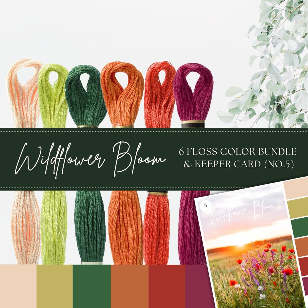 Embroidery Threads Color Palette Pack Wildflower Bloom (5) 6 Skeins ...