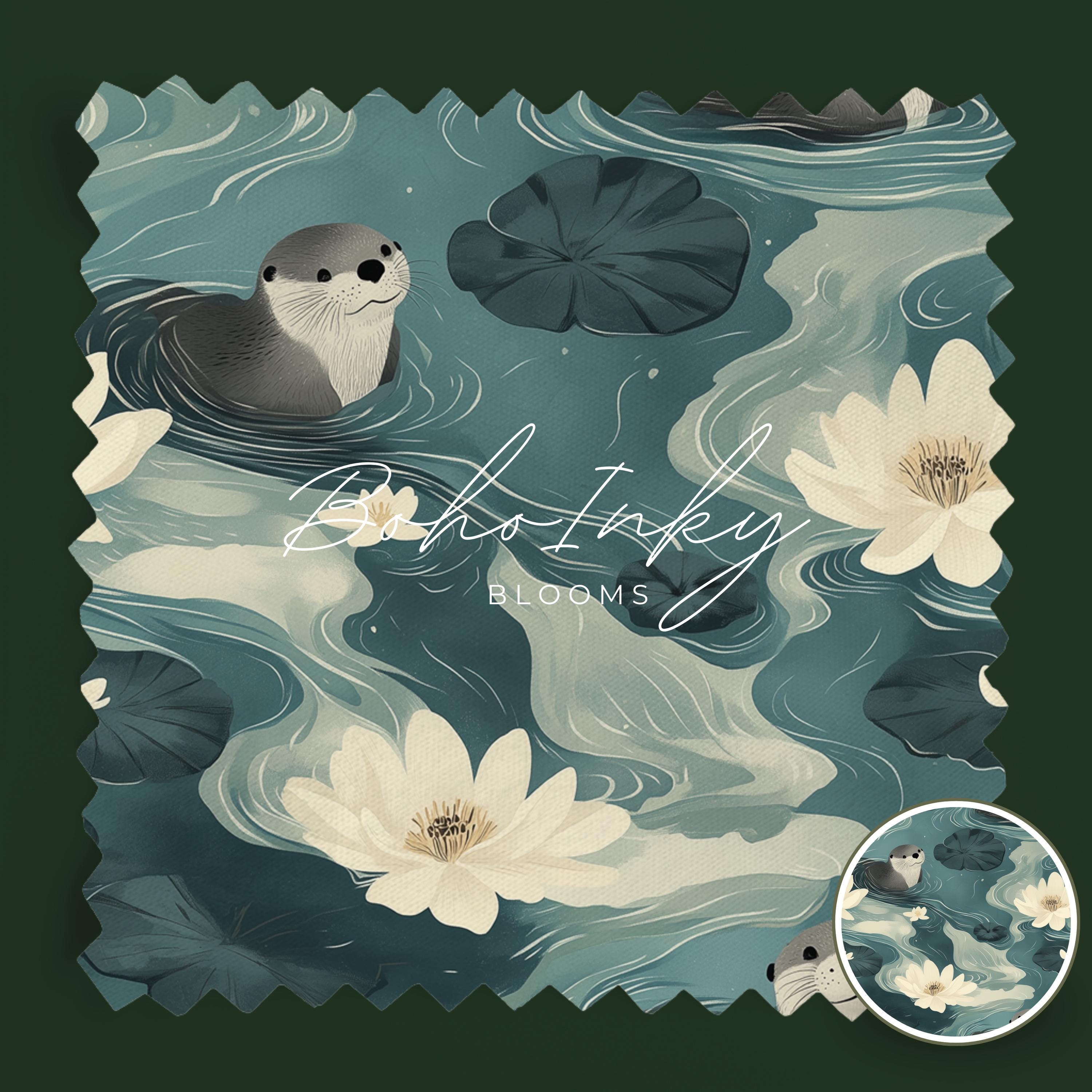 Happy Otter Seamless Pattern Digital, Seamless Print, Sublimation ...