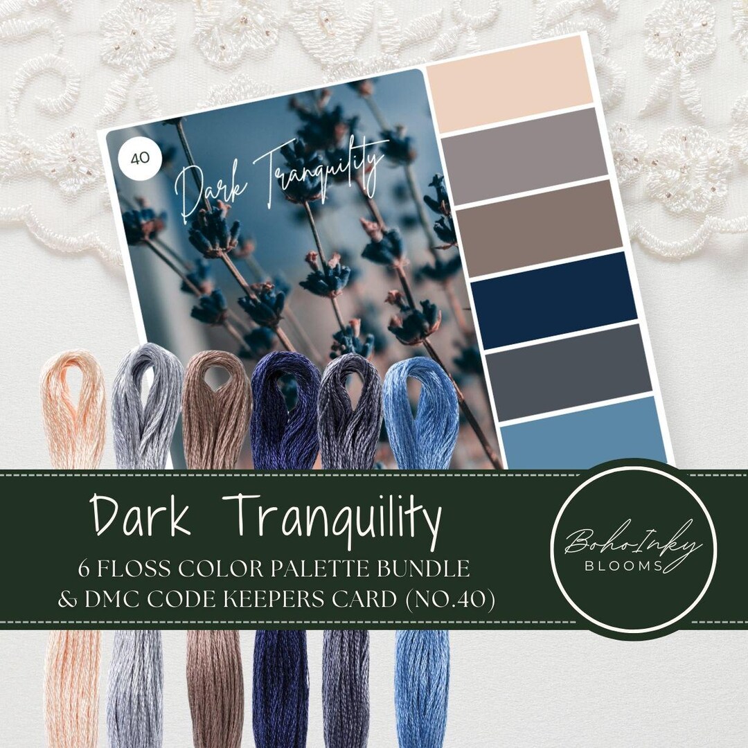 Embroidery Threads Color Palette Pack Dark Tranquility (40) 6 Skeins ...