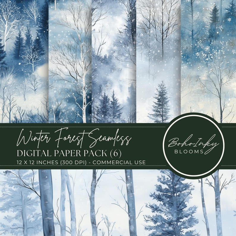 Winter Forest Seamless Digital Paper | Winter Paper | Printable Digital ...