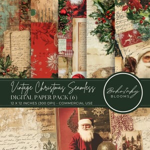 Vintage Christmas Seamless Digital Paper | Winter Paper | Printable ...