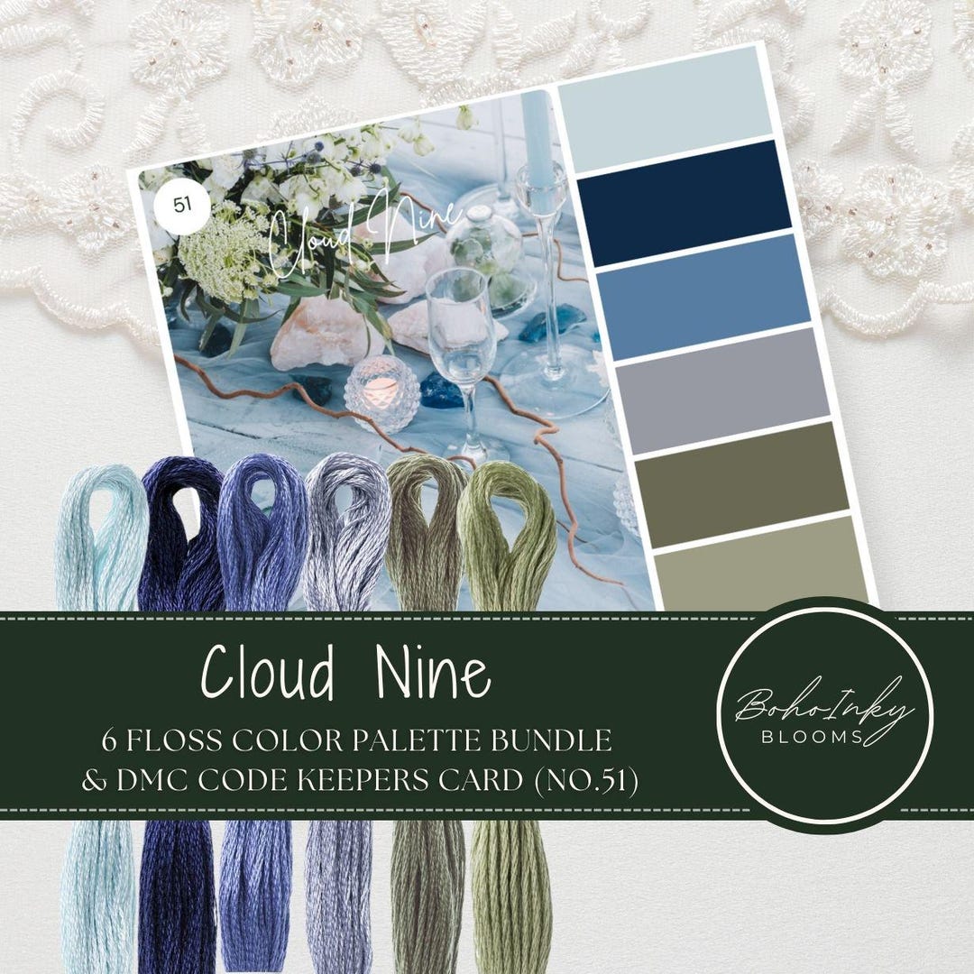 Embroidery Threads Color Palette Pack Cloud Nine (51) 6 Skeins ...