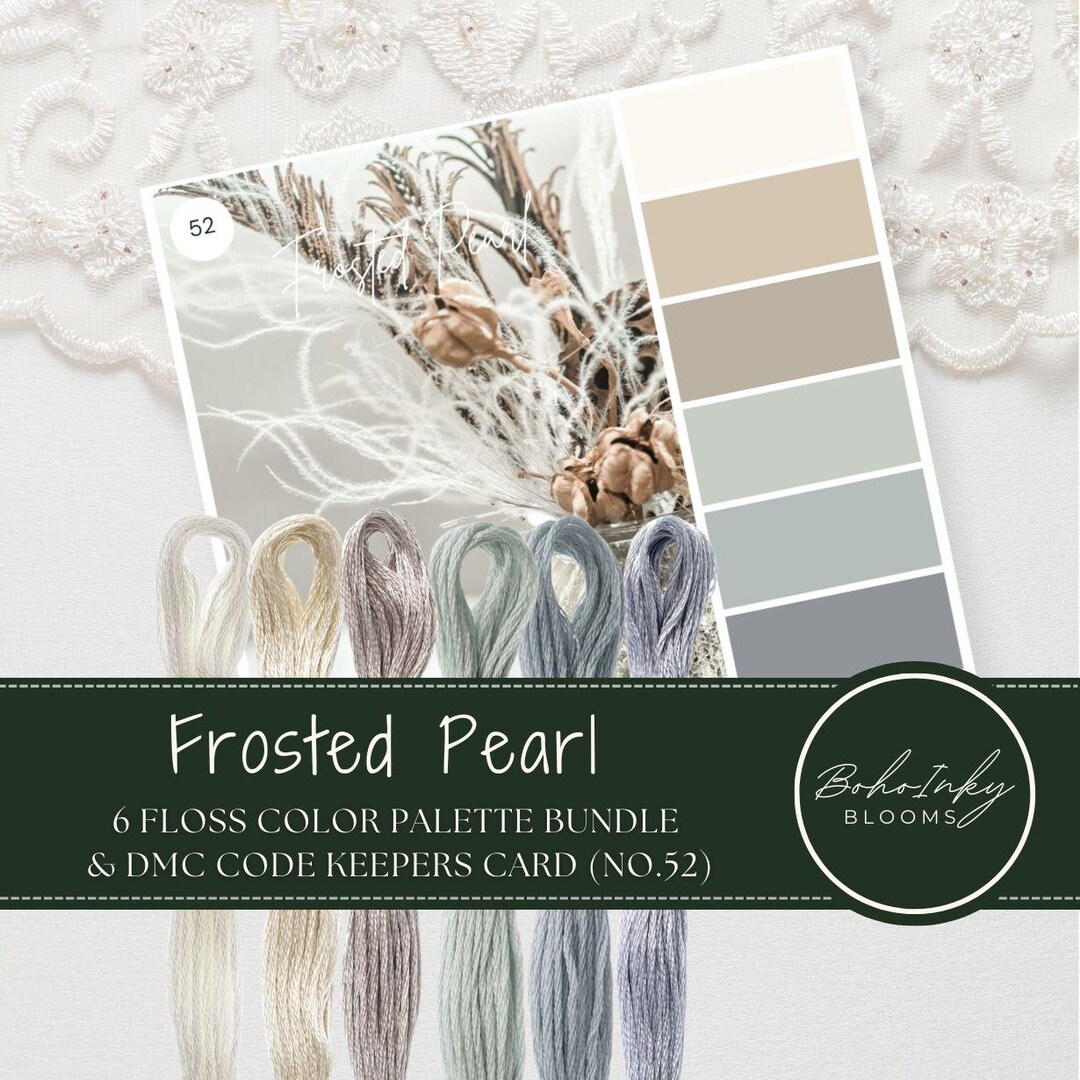 Embroidery Threads Color Palette Pack Frosted Pearl (52) 6 Skeins ...