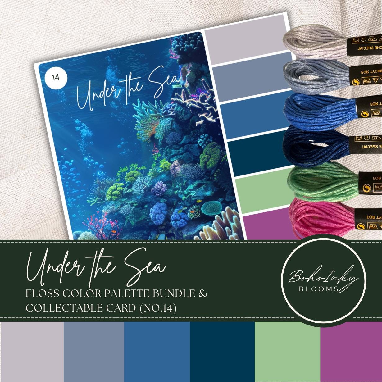 Embroidery Threads Color Palette Pack Under the Sea (14) 6 Skeins ...
