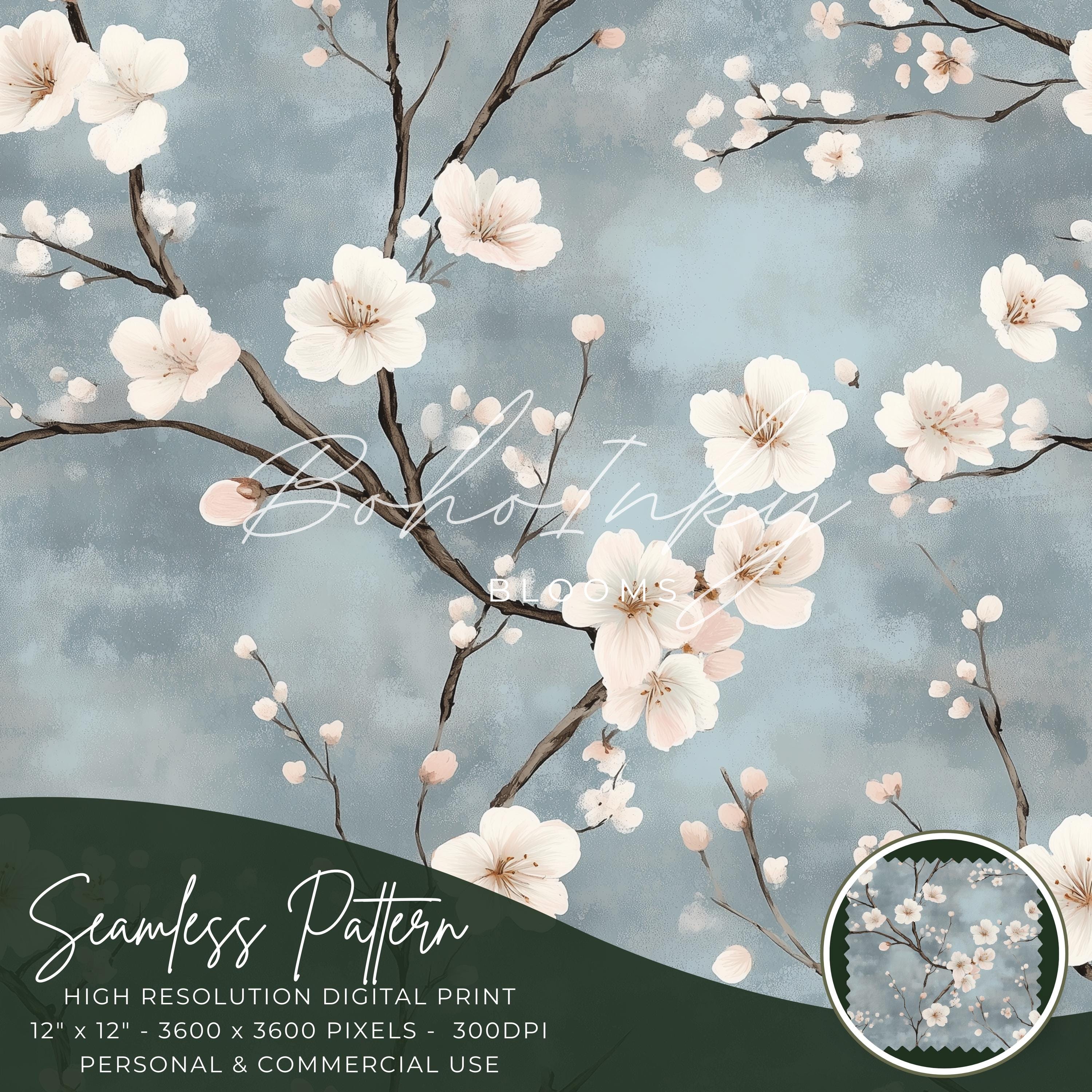 Cherry Blossom Tree Seamless Pattern, Tiling Pattern, Wallpaper ...