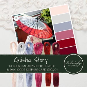 Embroidery Threads Color Palette Pack Geisha Story (20) 6 Skeins ...