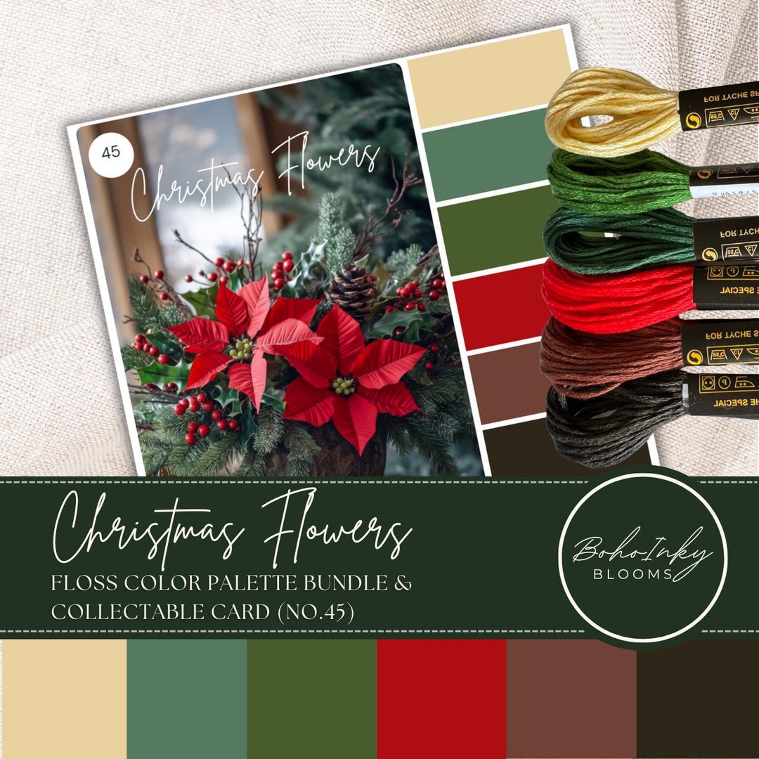 Embroidery Threads Color Palette Christmas Flowers (45) 6 Skeins ...