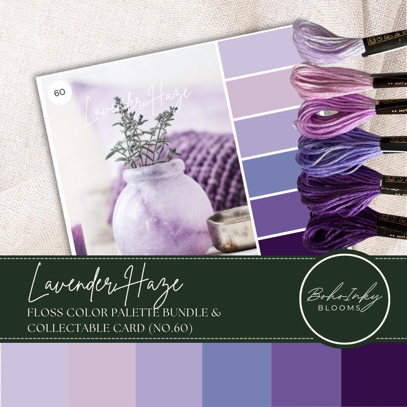 Embroidery Threads Color Palette Pack Lavender Haze (60) 6 Skeins ...