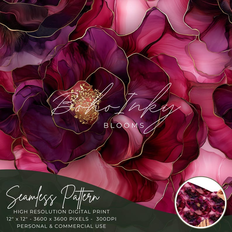 Vivid Petals Alcohol Ink Oil Seamless Pattern Digital, Seamless Print ...