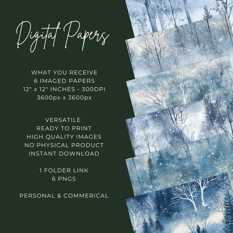 Winter Forest Seamless Digital Paper | Winter Paper | Printable Digital ...