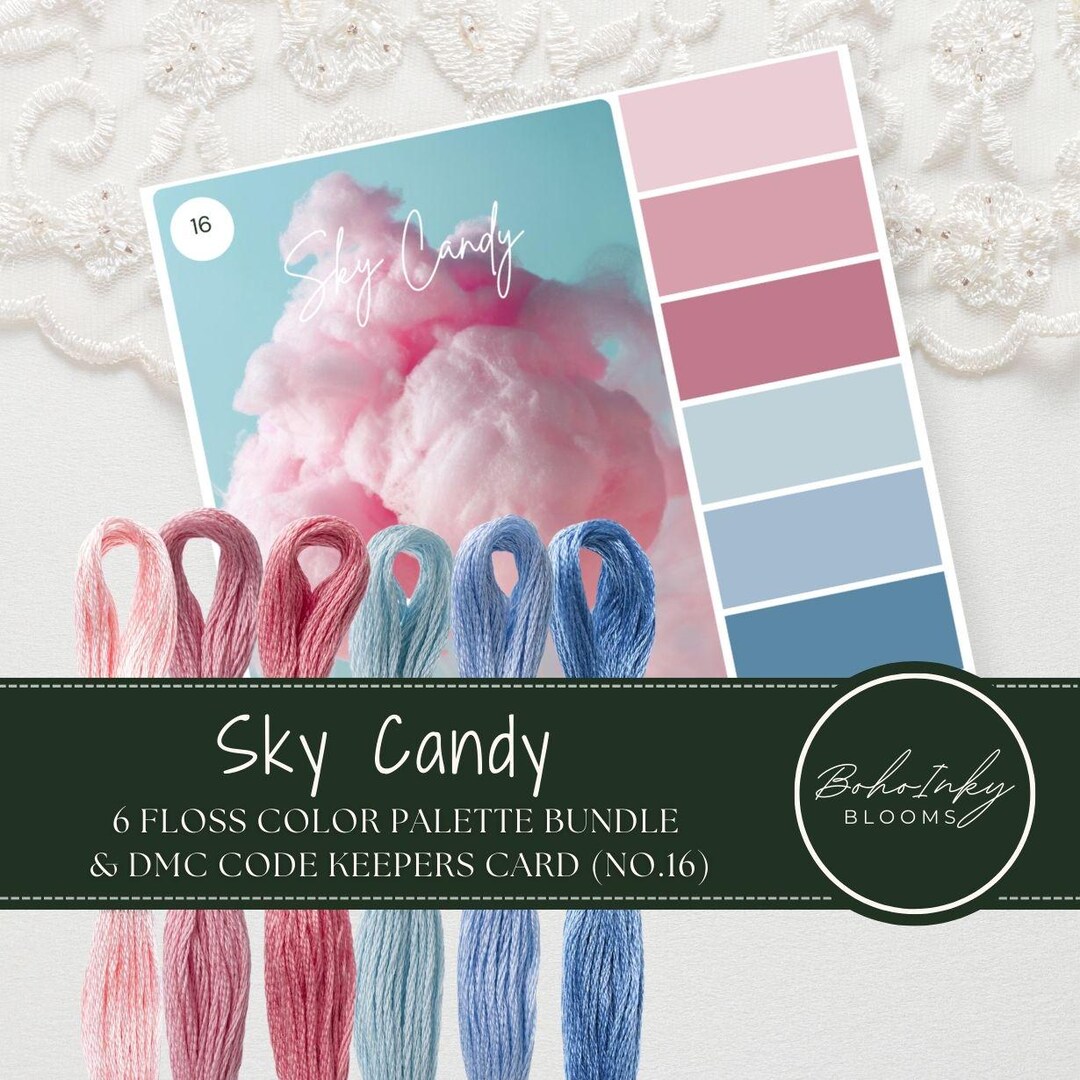 Embroidery Threads Color Palette Pack Sky Candy (16) 6 Skeins ...