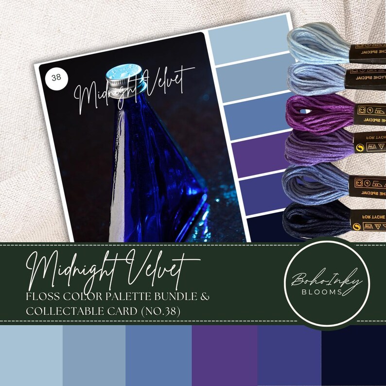 Embroidery Threads Color Palette Pack Midnight Velvet (38) 6 Skeins ...