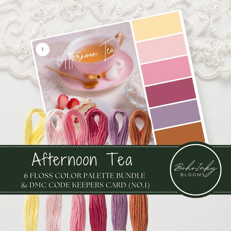 Embroidery Threads Color Palette Pack Afternoon Tea (1) 6 Skeins ...