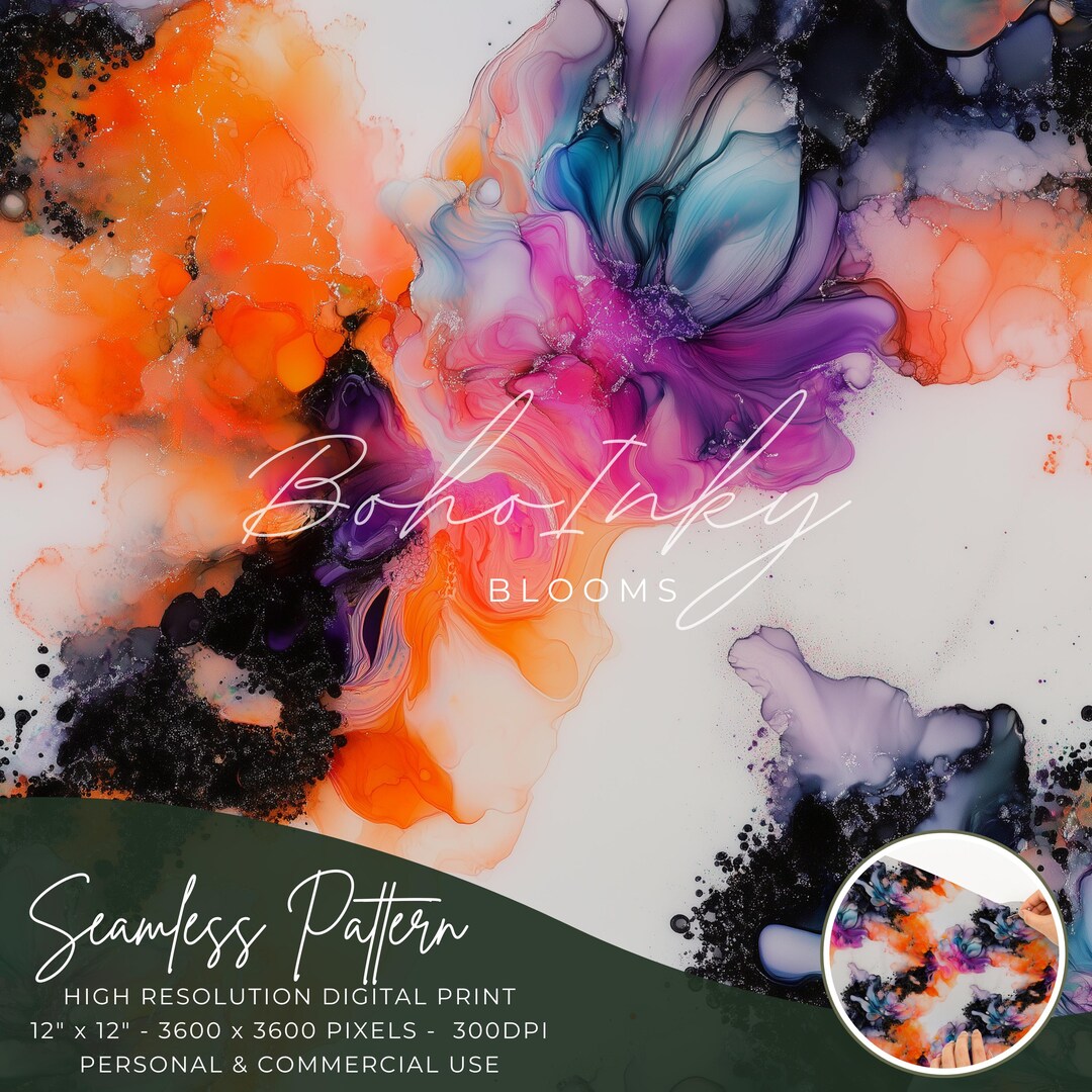 Infinite Ink Abstract Alcohol Ink Seamless Pattern Digital, Seamless ...