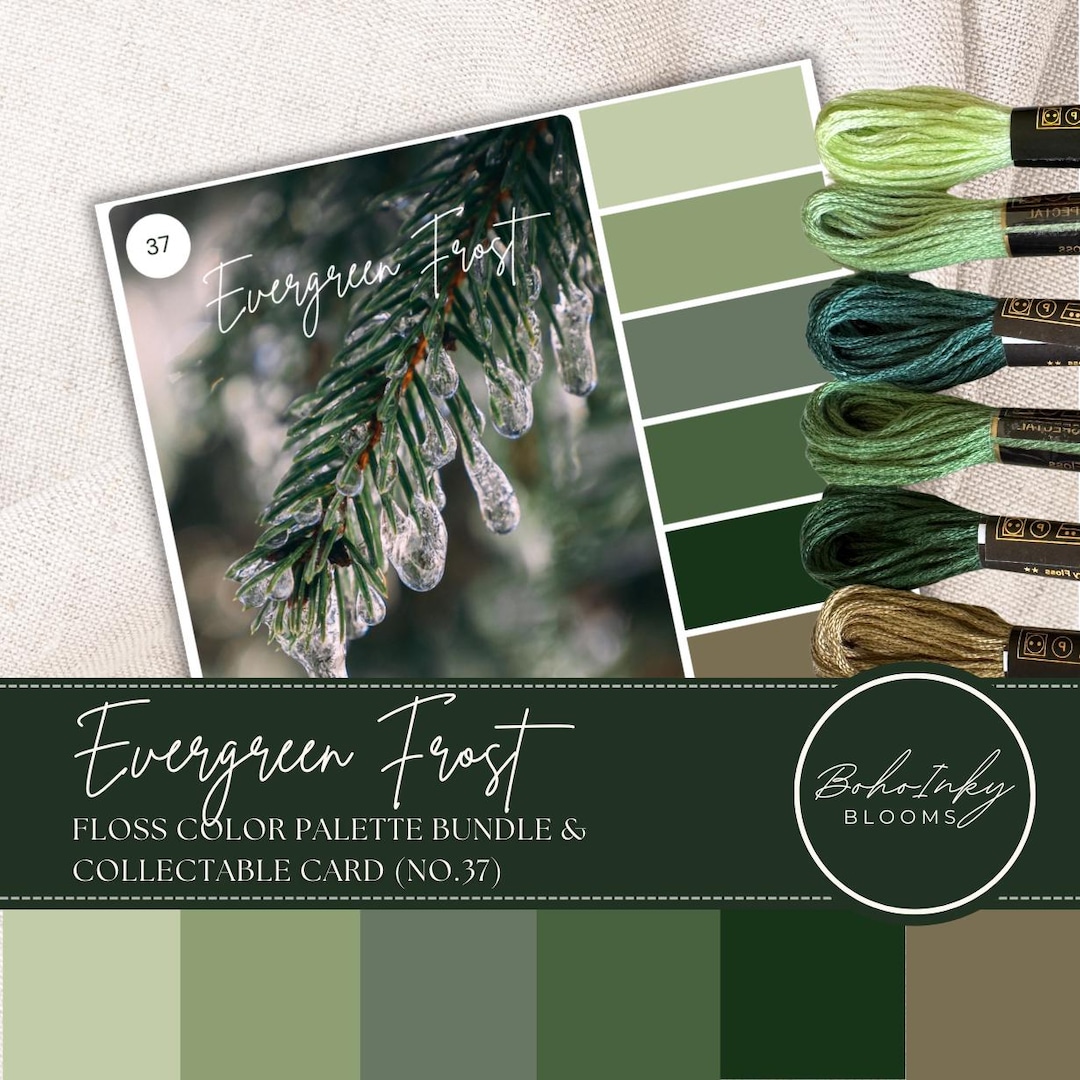 Embroidery Threads Color Palette Pack Evergreen Frost (37) 6 Skeins ...