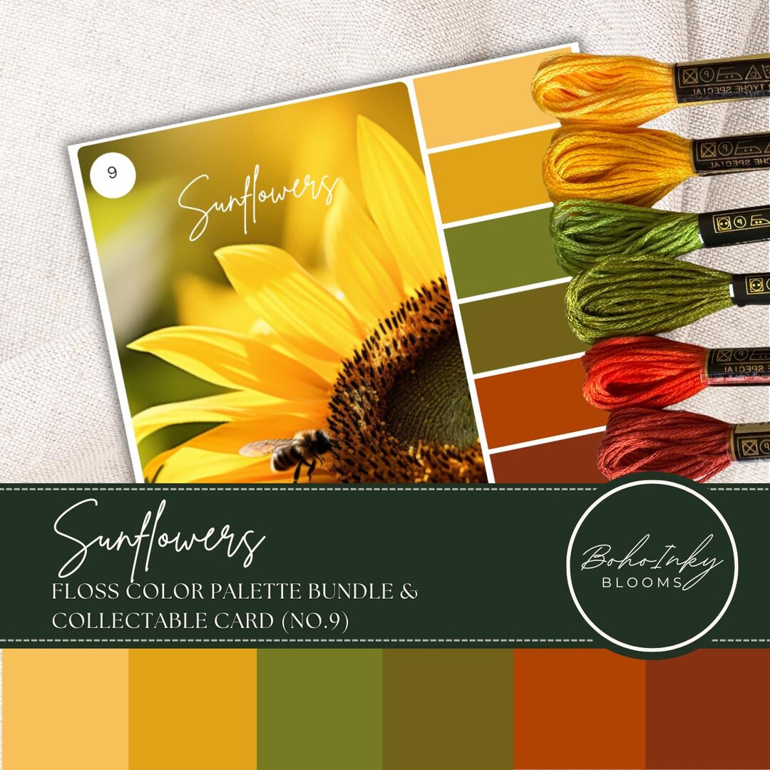 Embroidery Threads Color Palette Pack Sunflowers (9) 6 Skeins ...