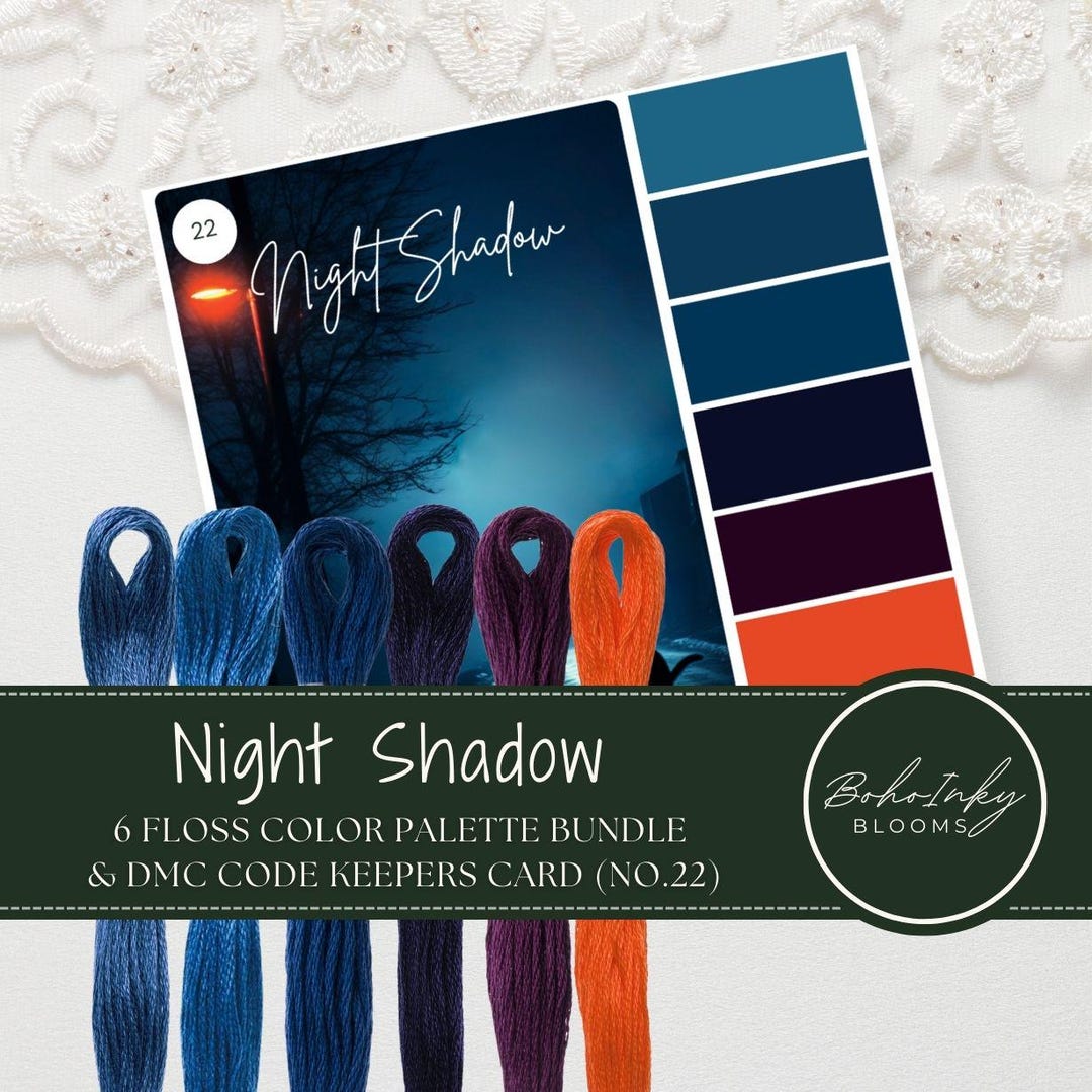 Embroidery Threads Color Palette Pack Night Shadow (22) 6 Skeins ...