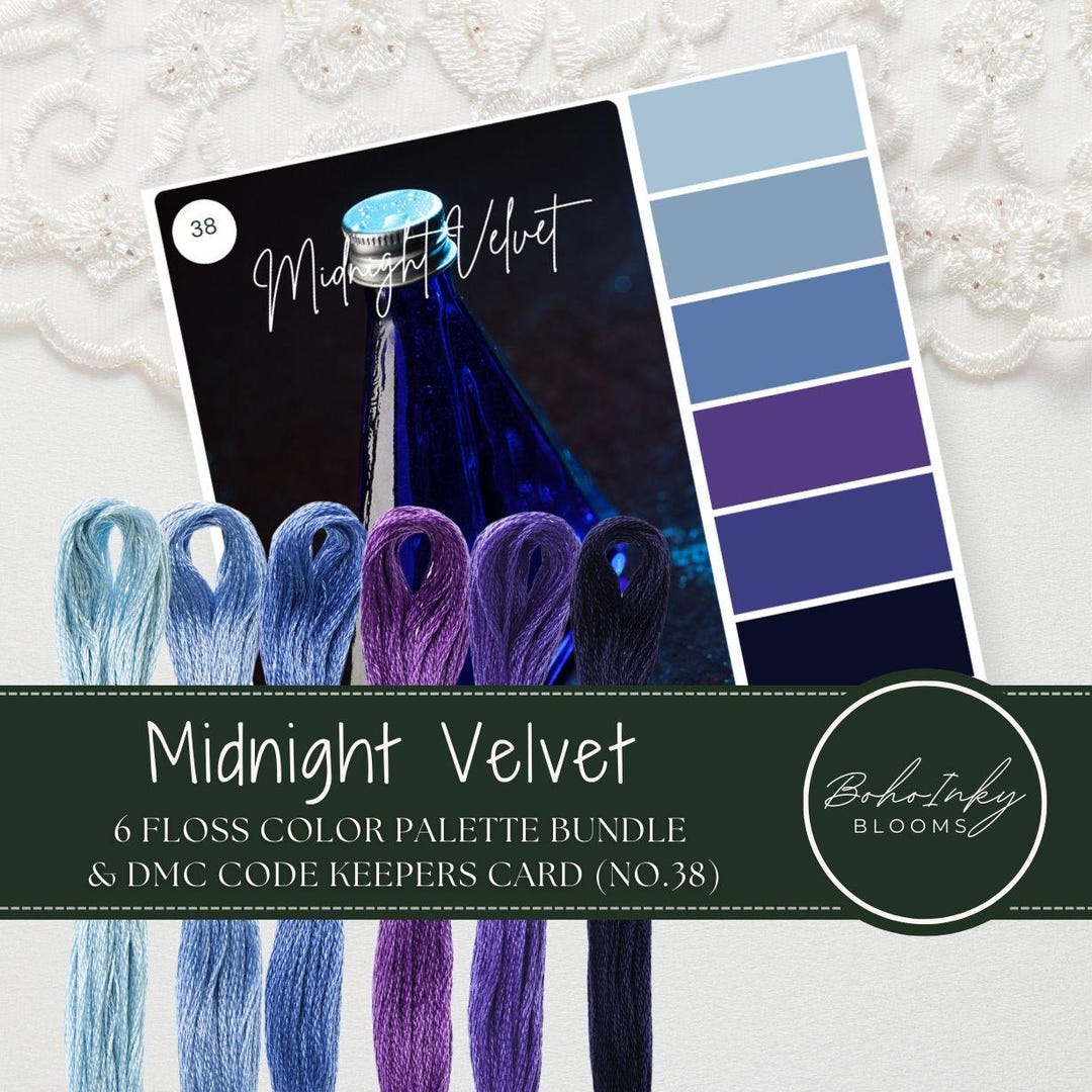 Embroidery Threads Color Palette Pack Midnight Velvet (38) 6 Skeins ...