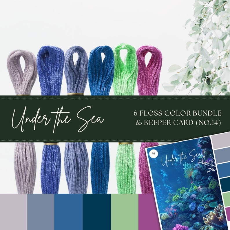 Embroidery Threads Color Palette Pack Under the Sea (14) 6 Skeins ...