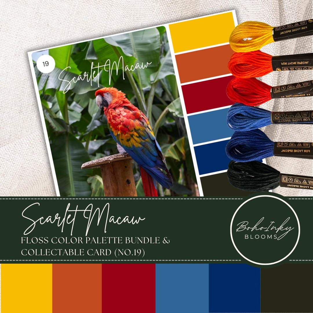 Embroidery Threads Color Palette Pack Scarlet Macaw (19) 6 Skeins ...