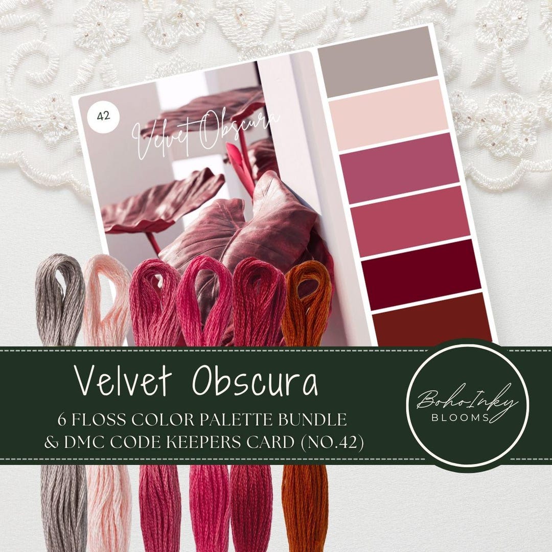 Embroidery Threads Color Palette Pack Velvet Obscura (42) 6 Skeins ...
