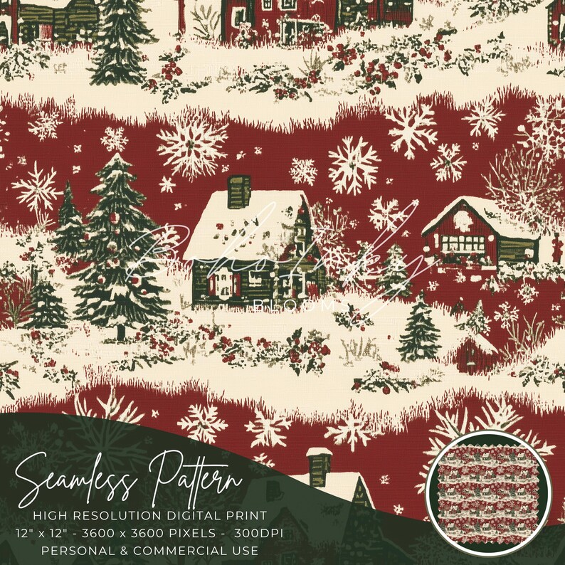 Texture Painted Village Watercolor Seamless Pattern Digital, Seamless ...