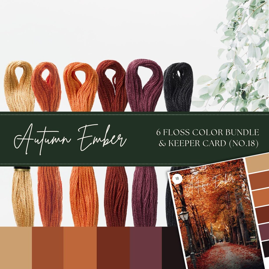 Embroidery Threads Color Palette Pack Autumn Ember (18) 6 Skeins ...