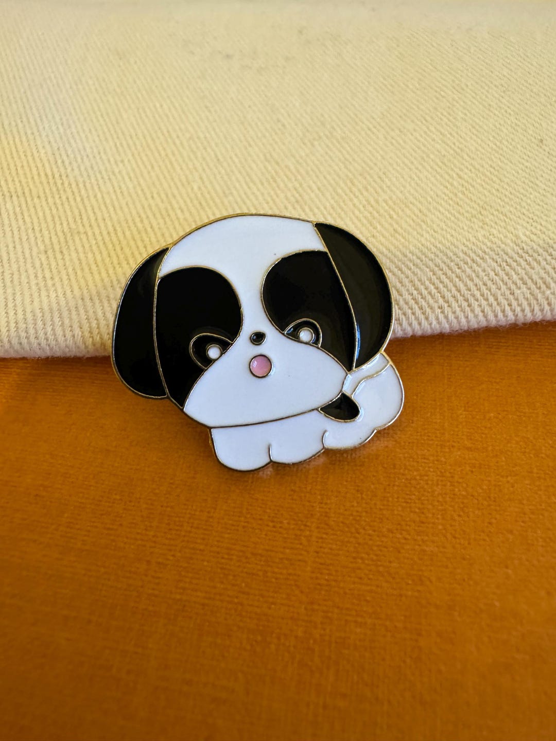 Shih Tzu Pin, Black White Dog Brooch, Puppy Pin, Dog Pin, Cute Dog Pin ...