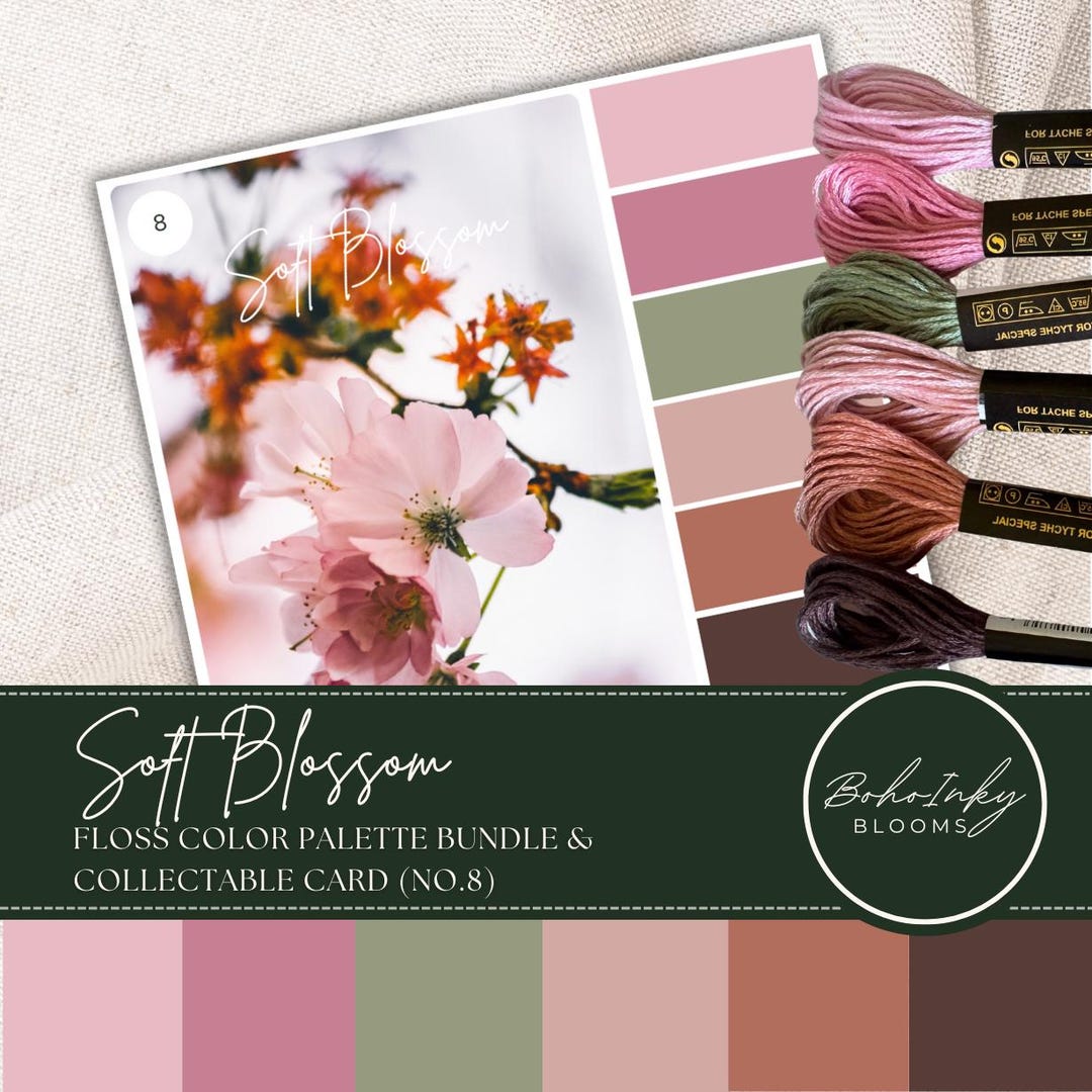 Embroidery Threads Color Palette Pack Soft Blossom (8) 6 Skeins ...