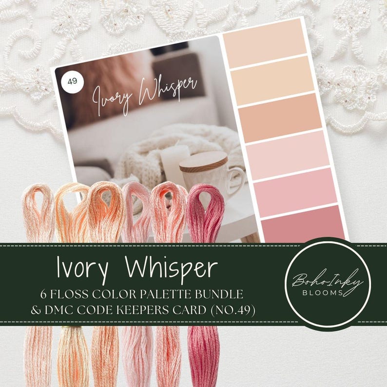 Embroidery Threads Color Palette Pack Ivory Whisper (49) 6 Skeins ...