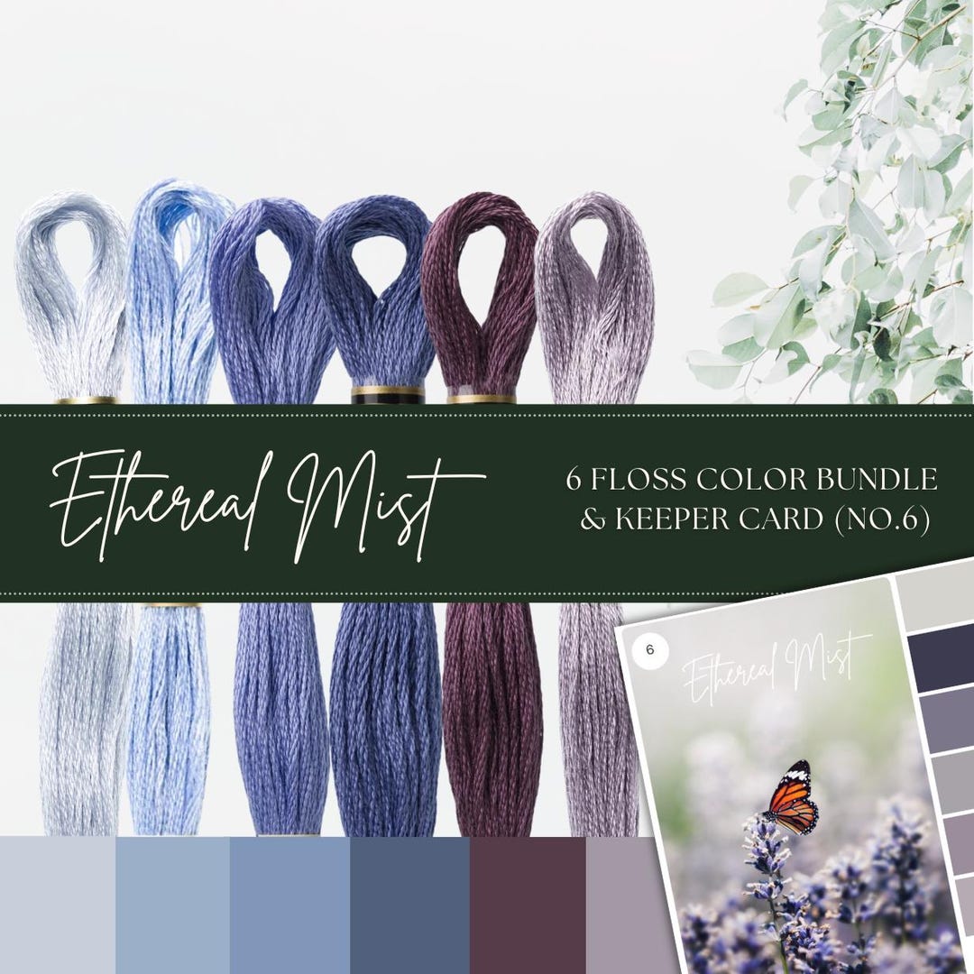 Embroidery Threads Color Palette Pack Ethereal Mist (6) 6 Skeins ...