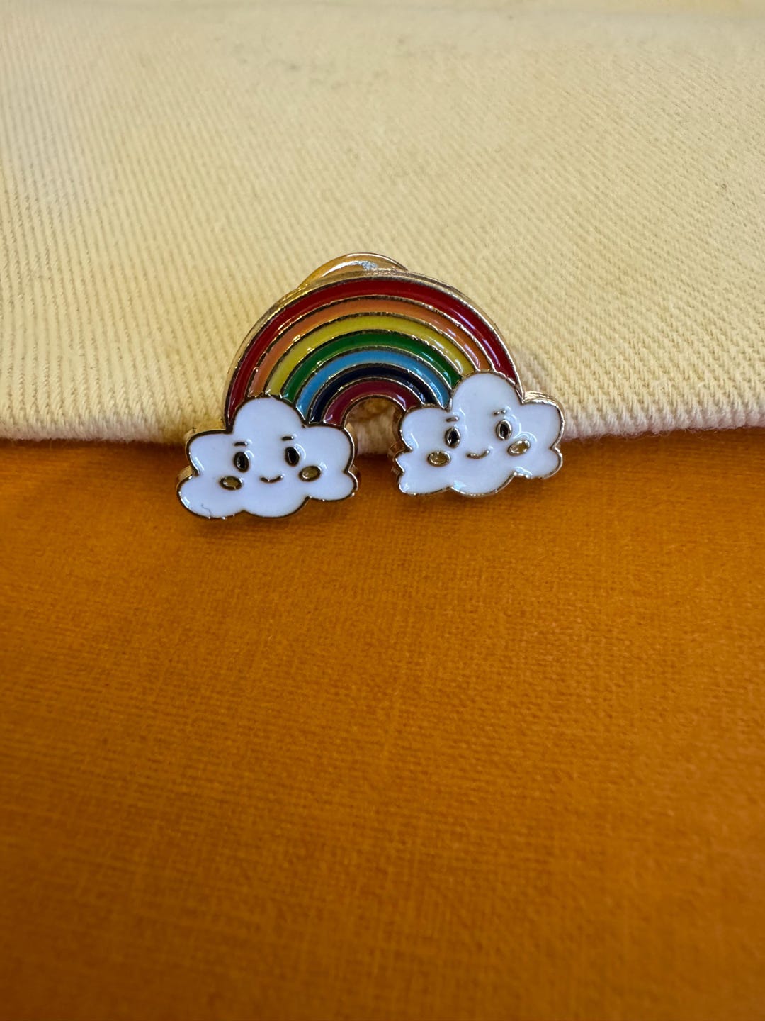 Rainbow Clouds Pin, Rainbow Brooch, Clouds Pin Badge, Happy Clouds Pin ...