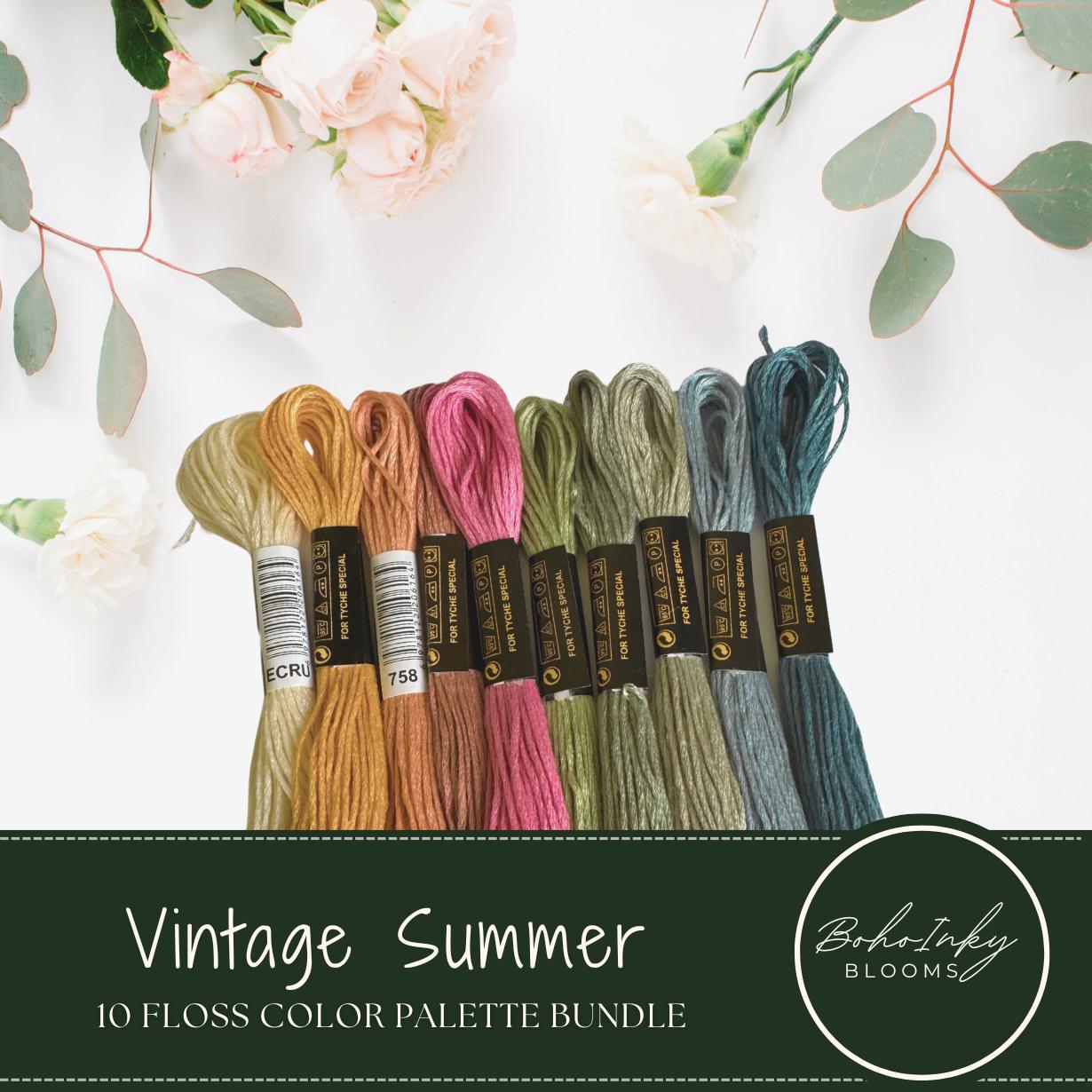 Vintage Summer Embroidery Threads Color Palette Pack (75) 10 Skeins ...