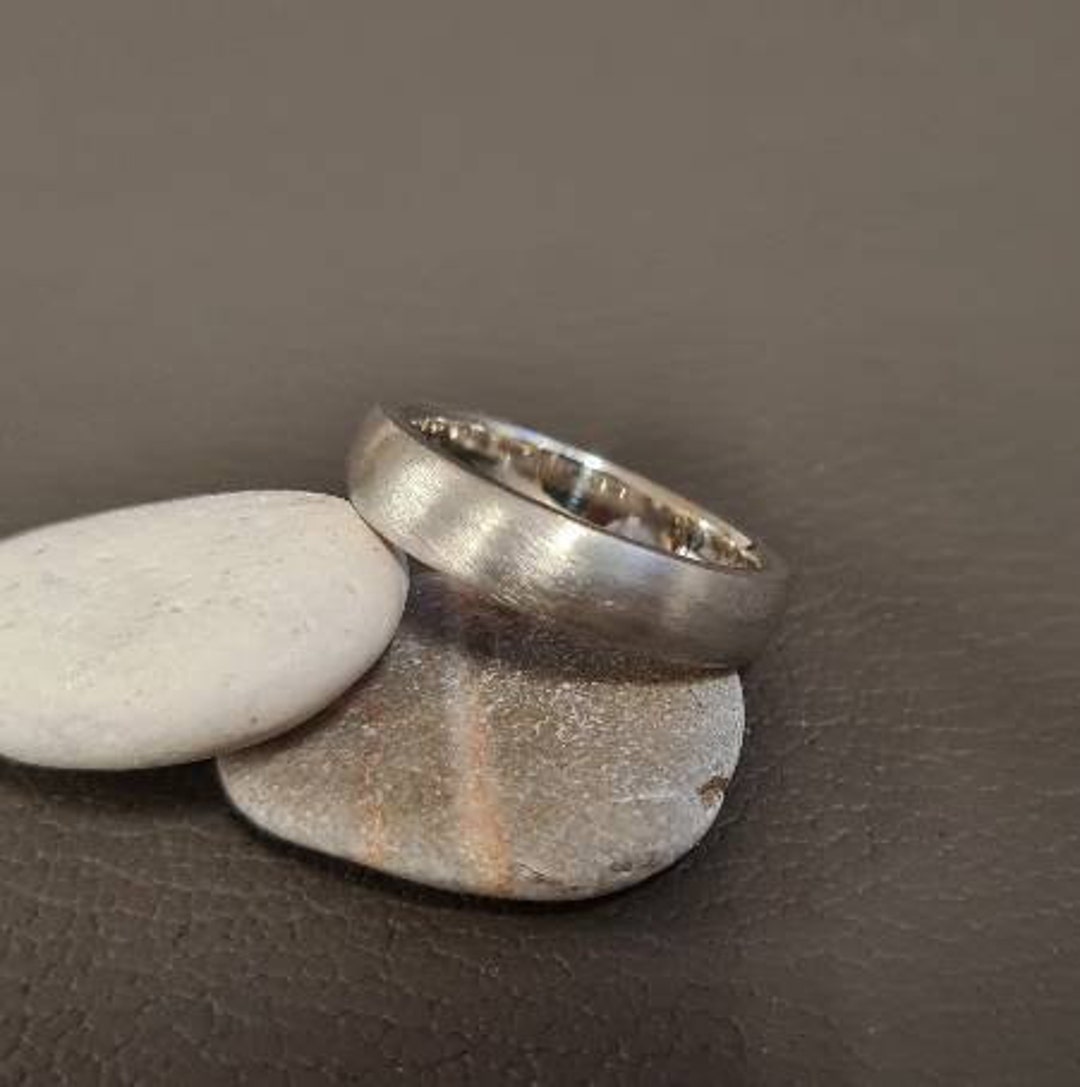 Slightly Convex Silver Modern Ring. Fine Matt Finish With Flat Side and ...