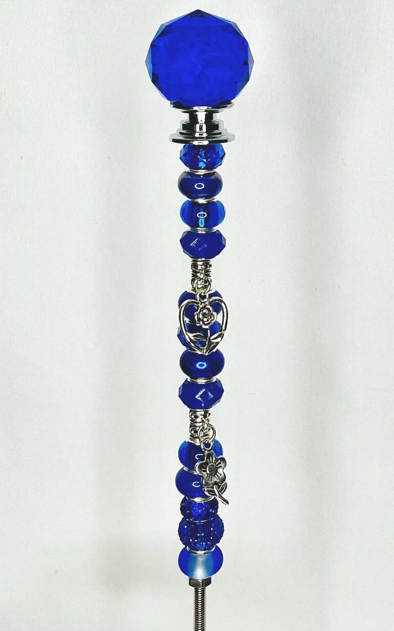 Blue Charmed and Beaded Garden Fairy Stake - Etsy