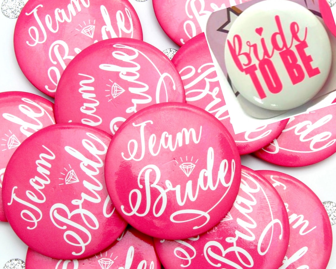 Pink Team Bride Badges: Bachelorette Party Pins - Etsy