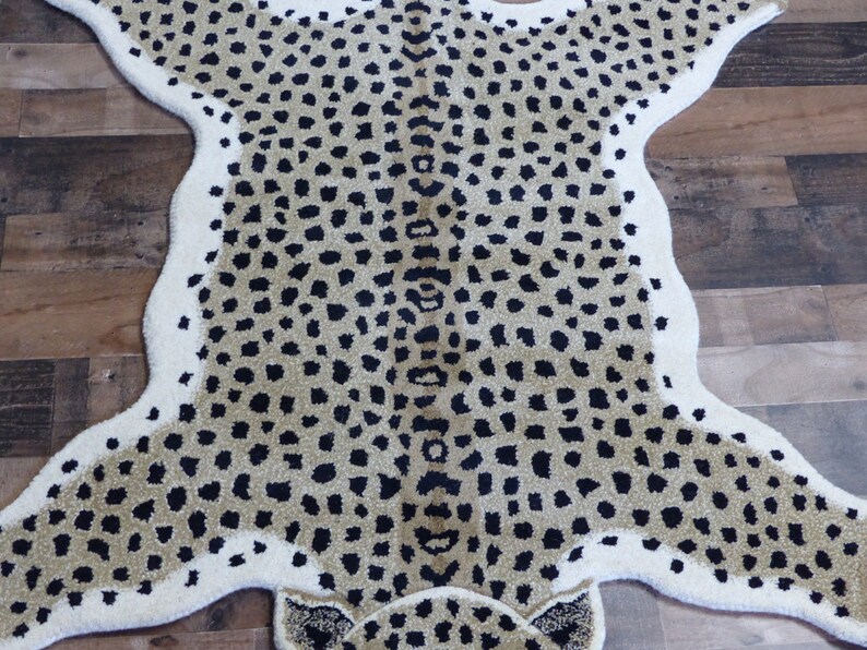 4'x6' Brand New Cheetah Design Plush 100% Wool Oriental Exclusive Area ...