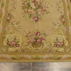 4'x6' New Stunning French Aubusson Design Floral Hand Knotted Wool ...