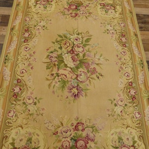 4'x6' New Stunning French Aubusson Design Floral Hand Knotted Wool ...