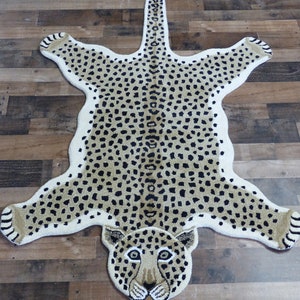 4'x6' Brand New Cheetah Design Plush 100% Wool Oriental Exclusive Area ...